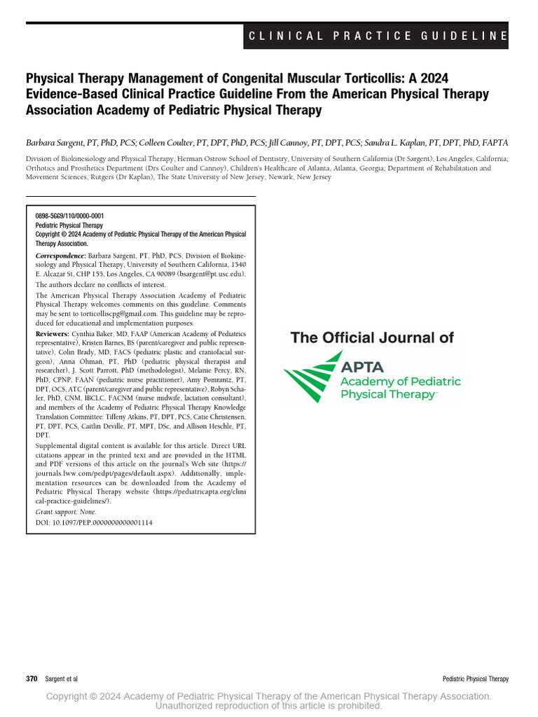 Physical Therapy Management of Congenital Muscular.4 | PDF | Physical ...