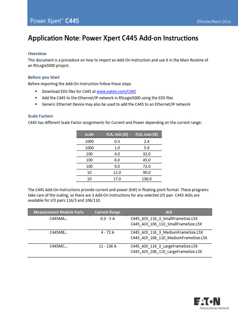 C445 Add-On Instructions Guide | PDF | Input/Output | Parameter ...