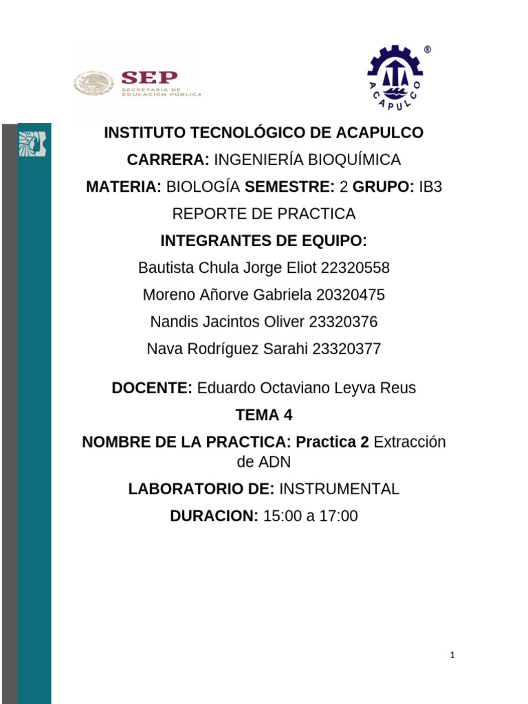 Practica Adn | PDF | Adn | Reacción en cadena de la polimerasa