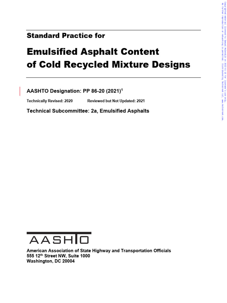 Aashto PP 86 | PDF | Road Surface | Materials