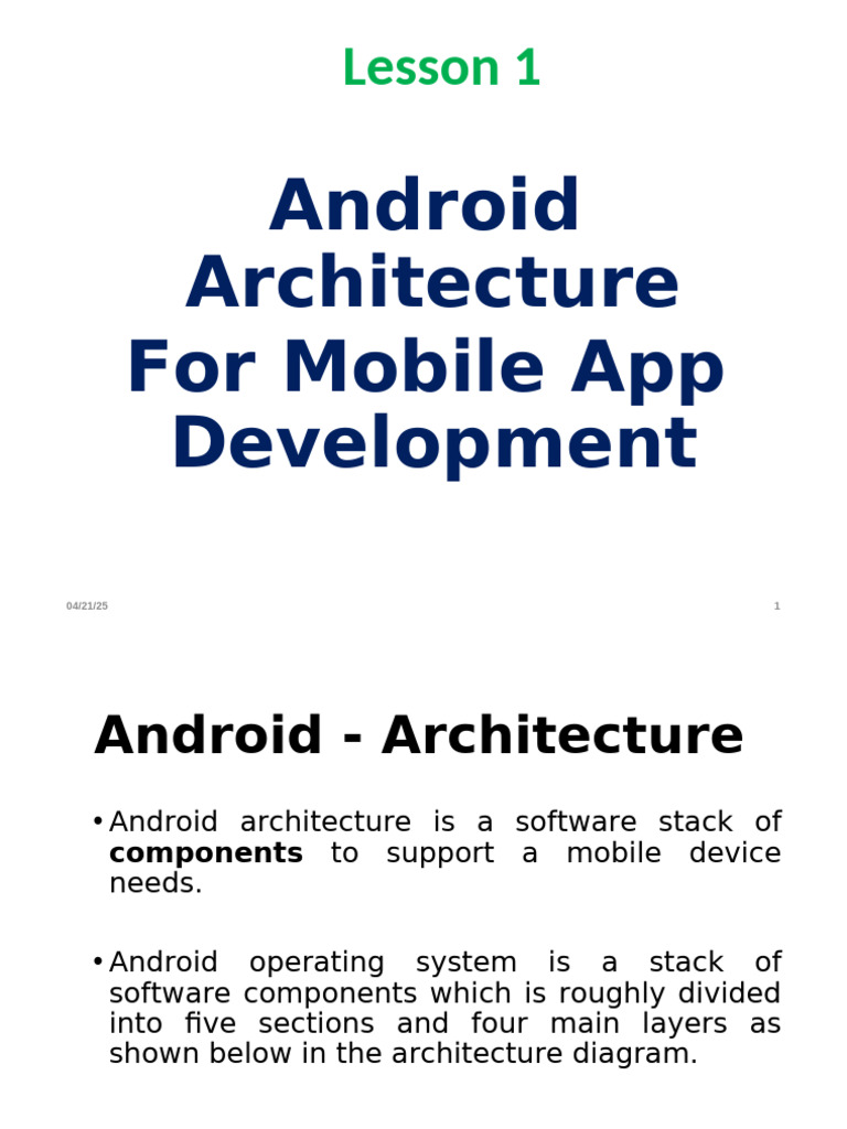 CIT 5104 Lesson 1 Andoid Devt | PDF | Android (Operating System) | Class (Computer Programming)