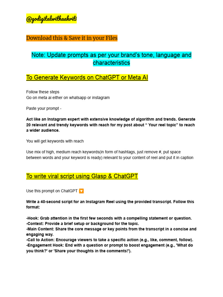 ChatGPT-Meta AI - Prompts - Consolidated | PDF