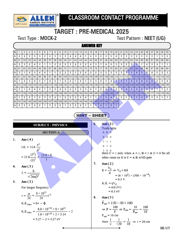 Neet Ug 2025 Mock Test Paper2 Sol | PDF
