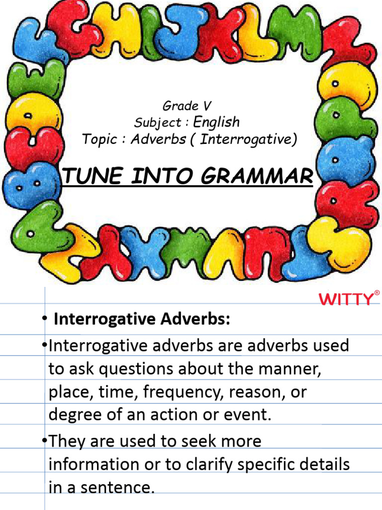 Interrogative Adverbs for Grade V English | PDF