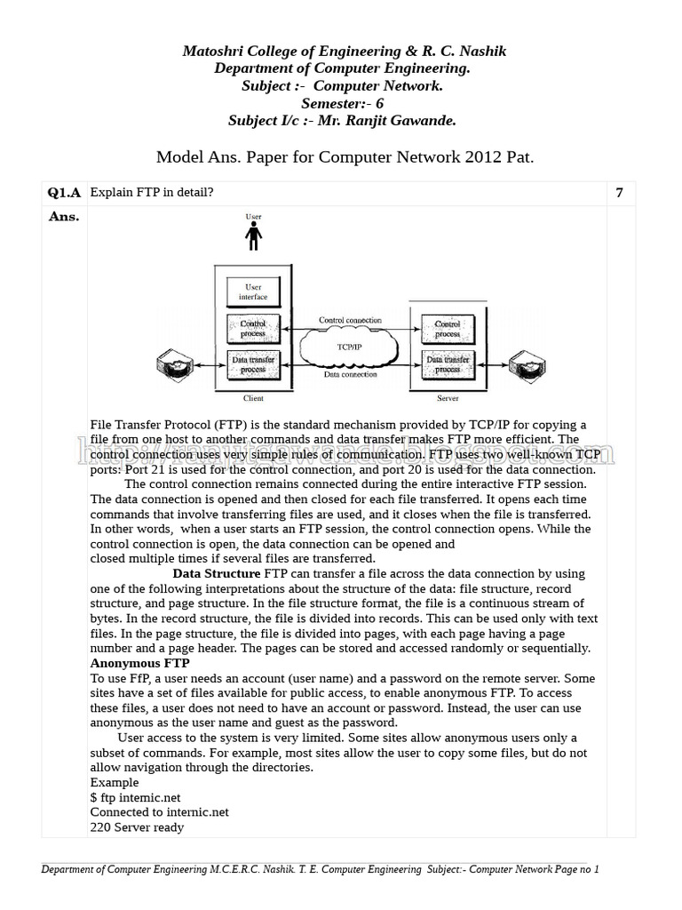 MODEL ANS PAPER COMPUTER NETWORK 1ST | PDF | Ieee 802.11 | Transmission ...