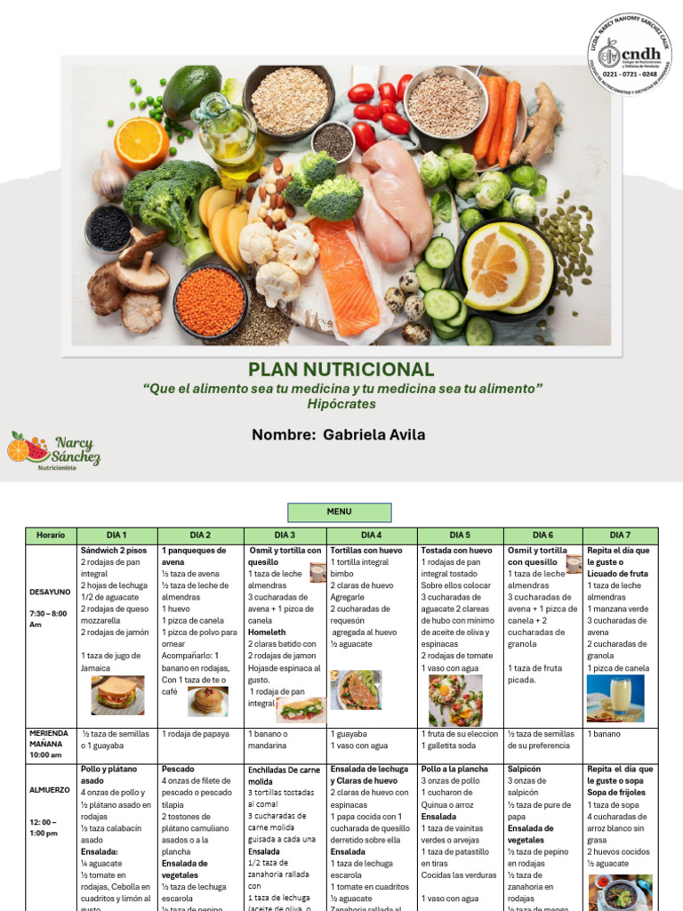 Plan Alimenticio | PDF | ensalada | Alimentos