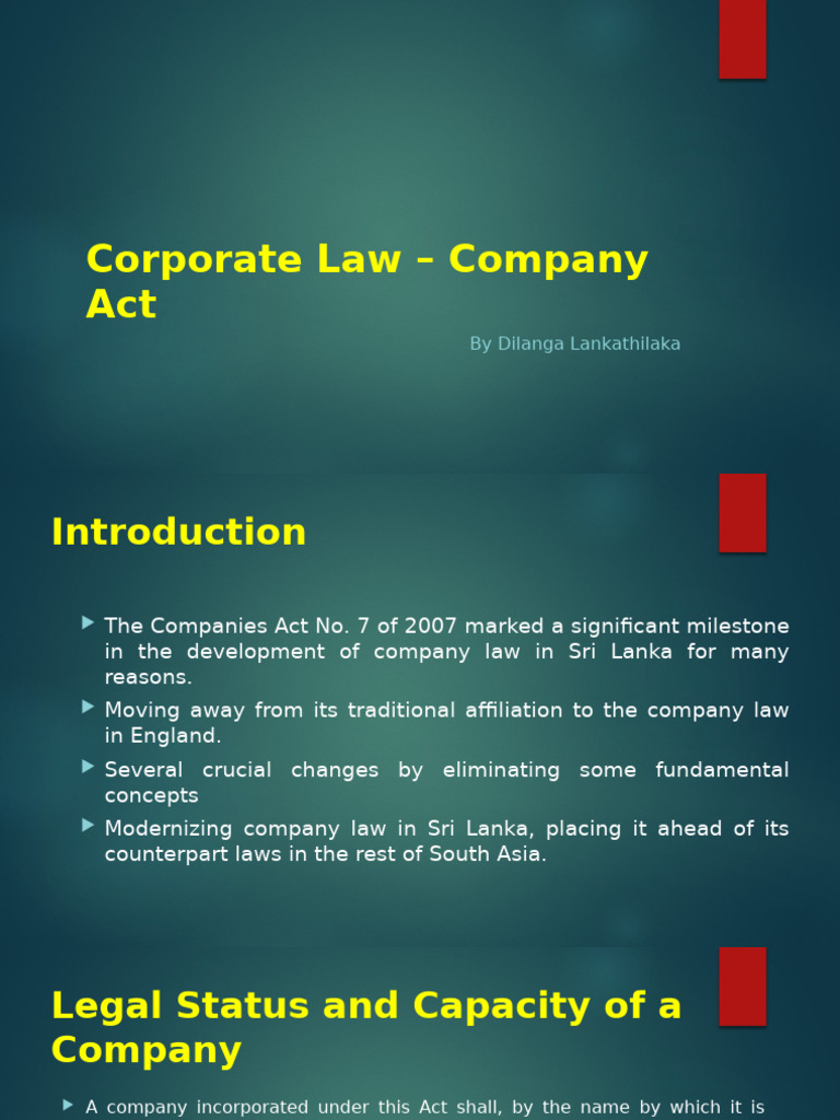 2.6 - Corporate Law - Company Act | PDF | Corporate Law | Stocks