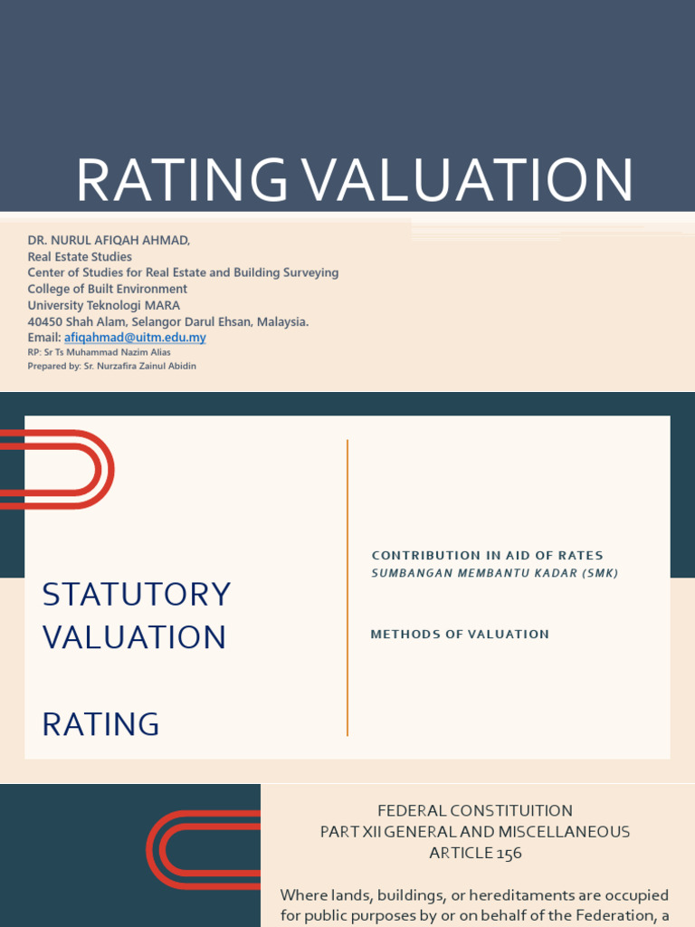 Statutory Valuation - Rating SMK and Methods | PDF | Valuation (Finance ...