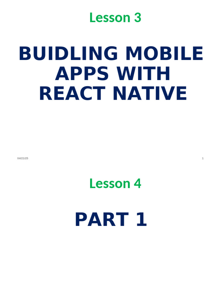CIT-5104-Lesson-4-REACTIVE NATIVE | PDF | Mobile App | Ios