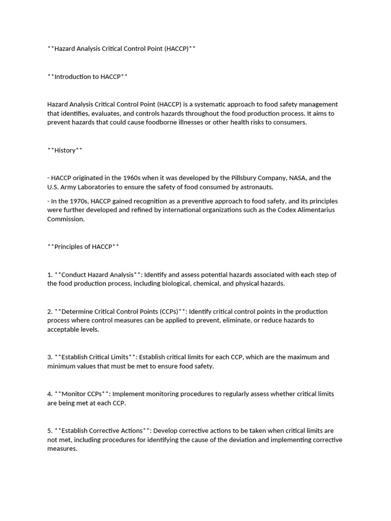 Hazard Analysis Critical Control Point | PDF | Hazard Analysis And ...