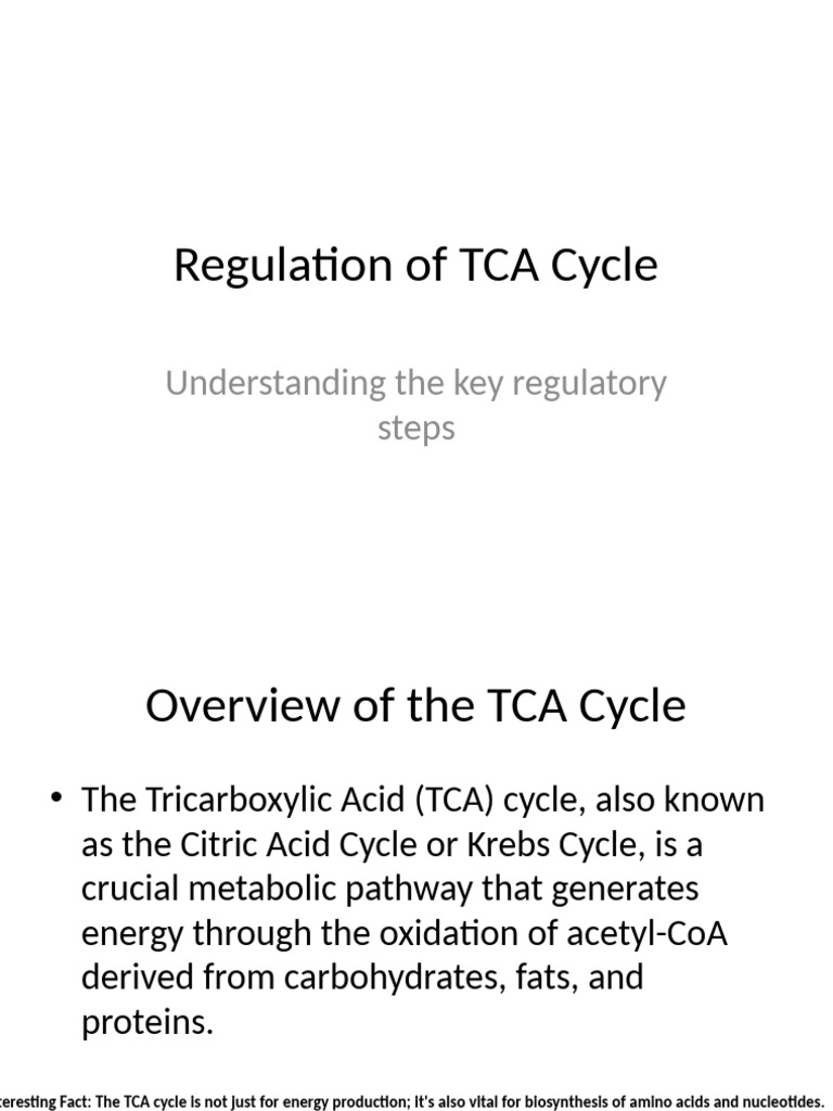 Regulation of TCA Cycle With Facts | PDF
