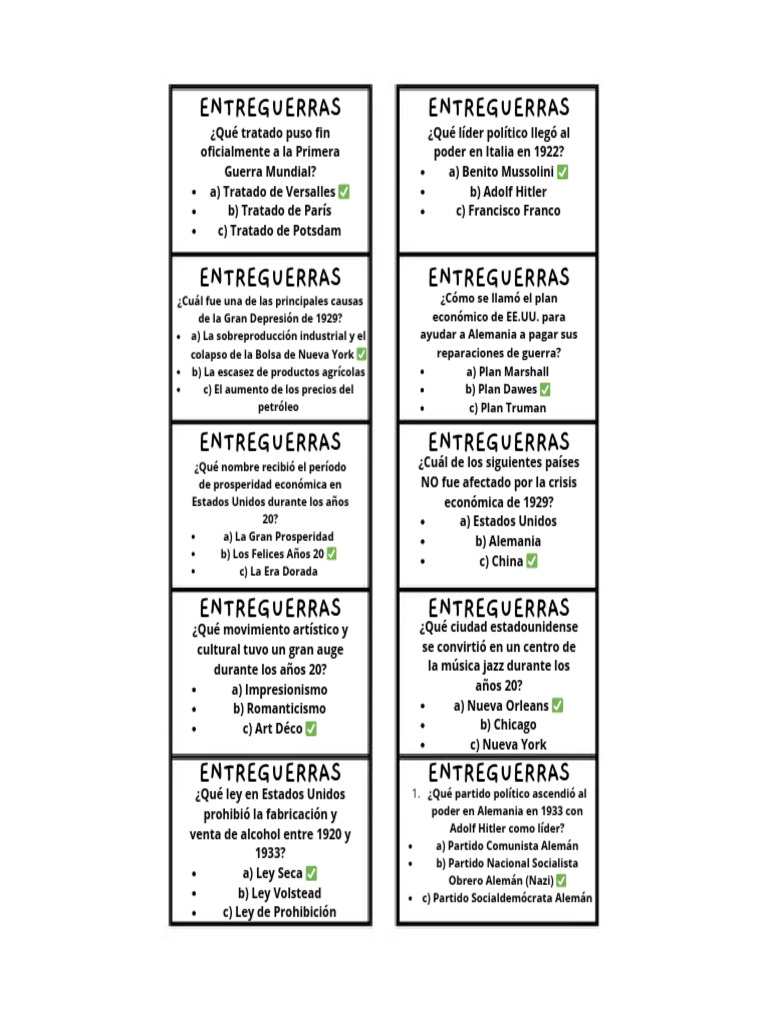 TARJETAS PREGUNTAS (1) | PDF | Alemania nazi | Segunda Guerra Mundial