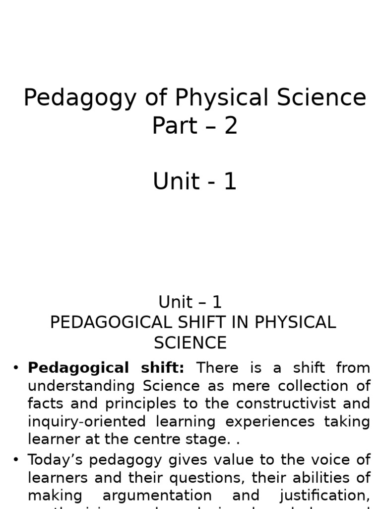 Physical Science Part 2 Unit 1 | PDF | Pedagogy | Learning