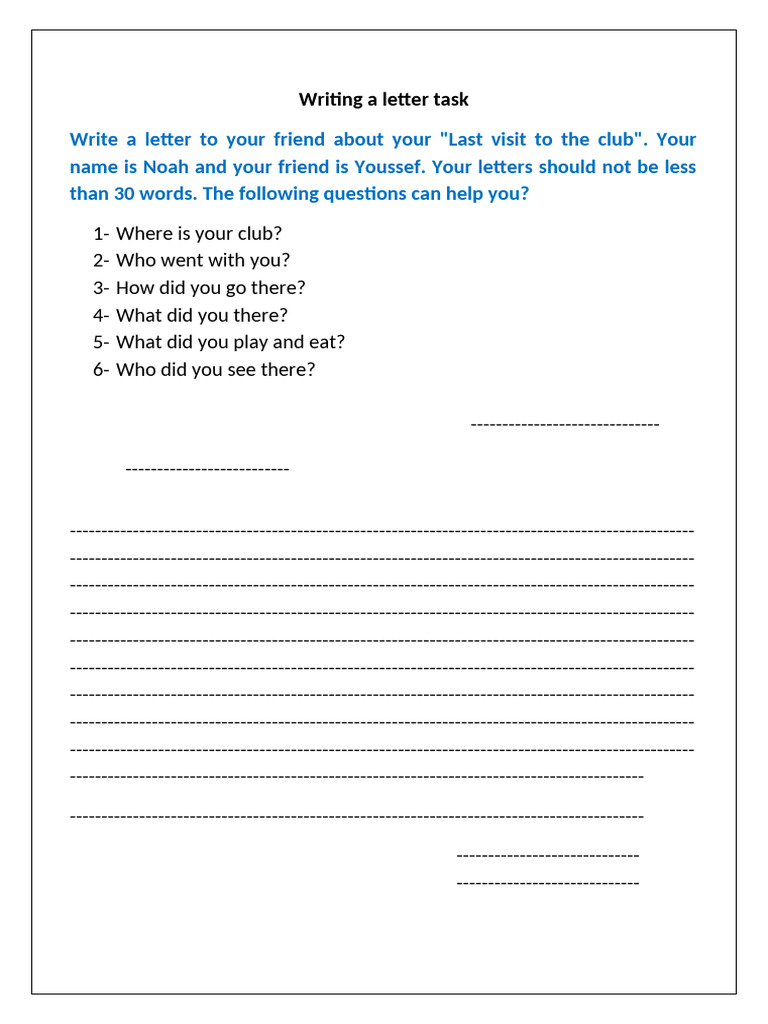 Writing a letter task | PDF