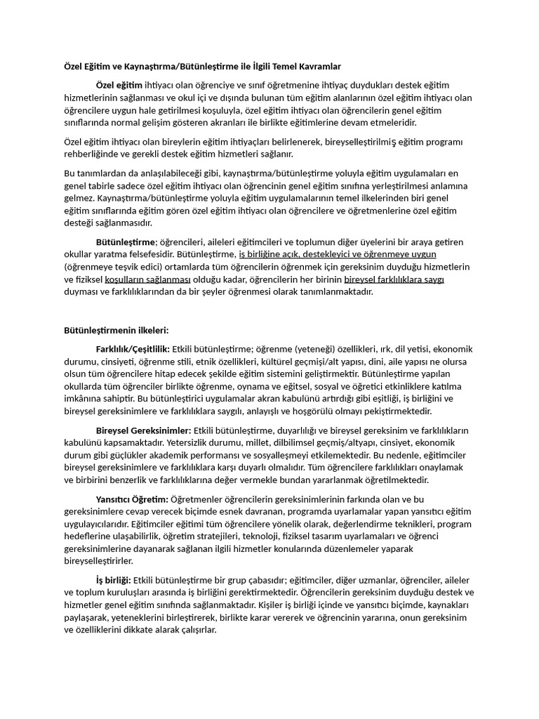 Özel Eğitim Notlar Ve 2.politika | PDF