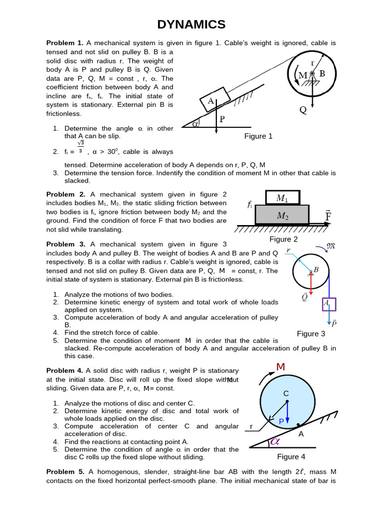 Dynamic Exercises in English New | PDF | Friction | Acceleration