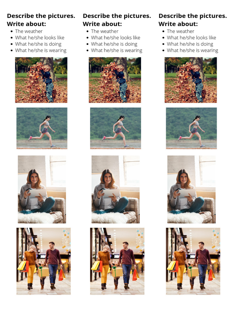 Describe The Pictures. Write About The Weather | PDF