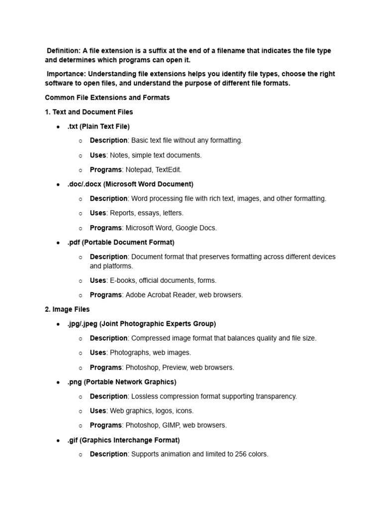 File Extensions, Formats, Shortcut Keys and Compression Files | PDF | Data Compression | File Format
