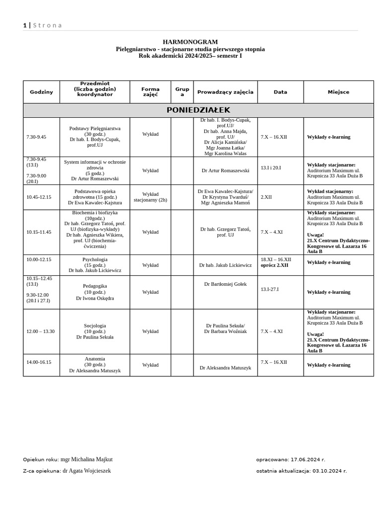 Poniedziałek: Strona | PDF