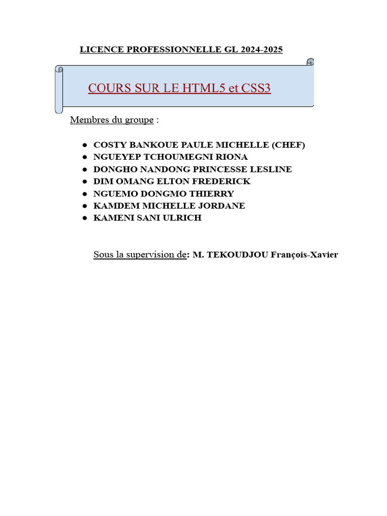 Devoir Sur Le HTML5_CSS3 | PDF | JavaScript | Internet