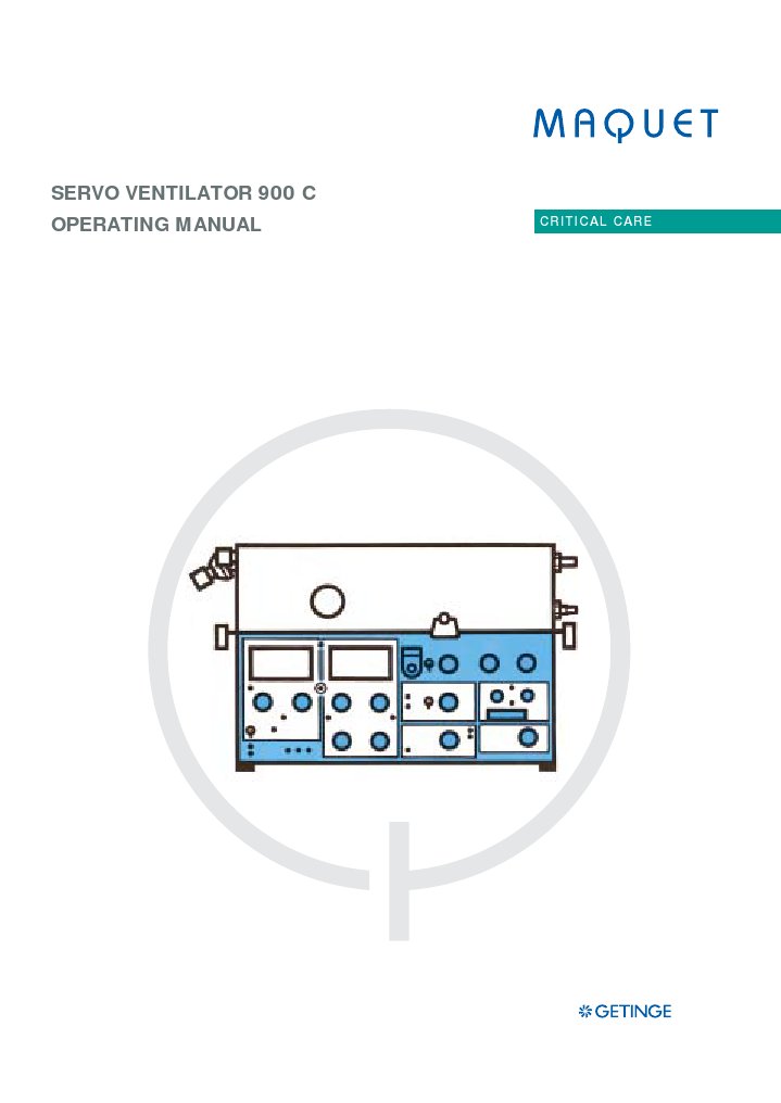 Maquet Servo 900c - User Manual | PDF | Breathing | Apnea