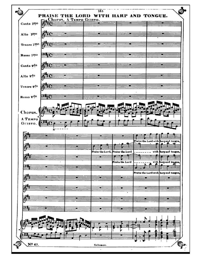 Praise The Lord With Harp and Tongue Handel Solomon | PDF