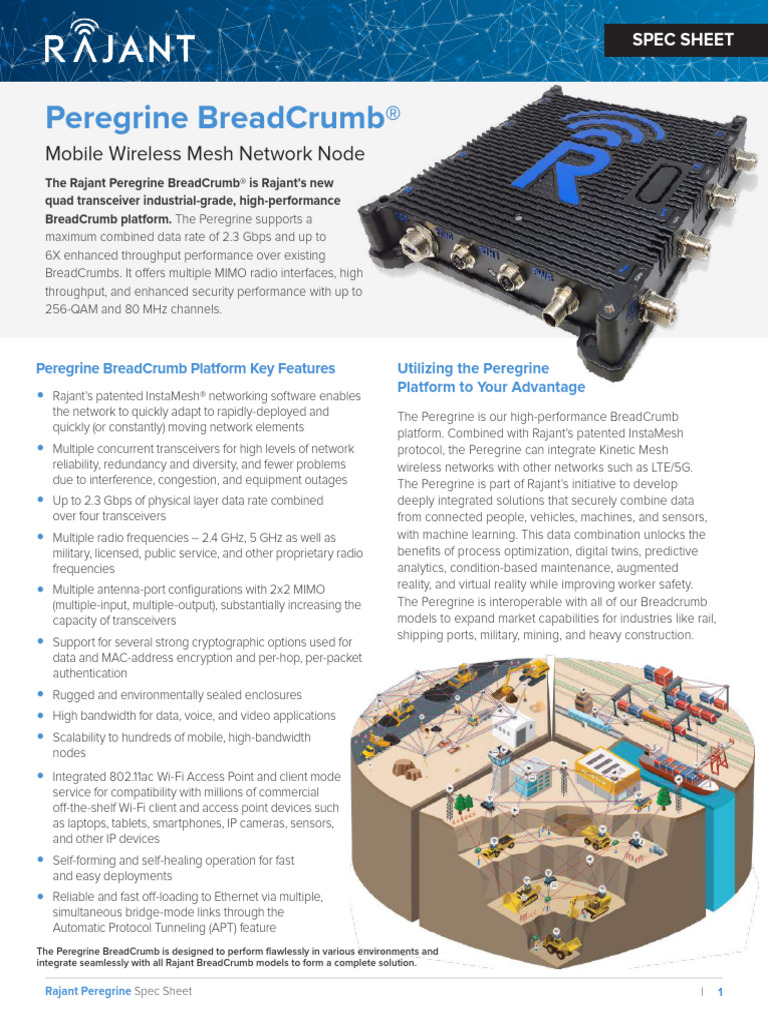 Rajant Peregrine BreadCrumb Specs | PDF | Computer Network | Wi Fi