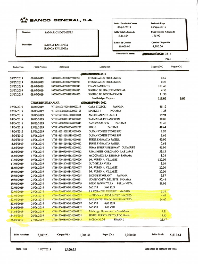 Estado de Cuenta Samar | PDF