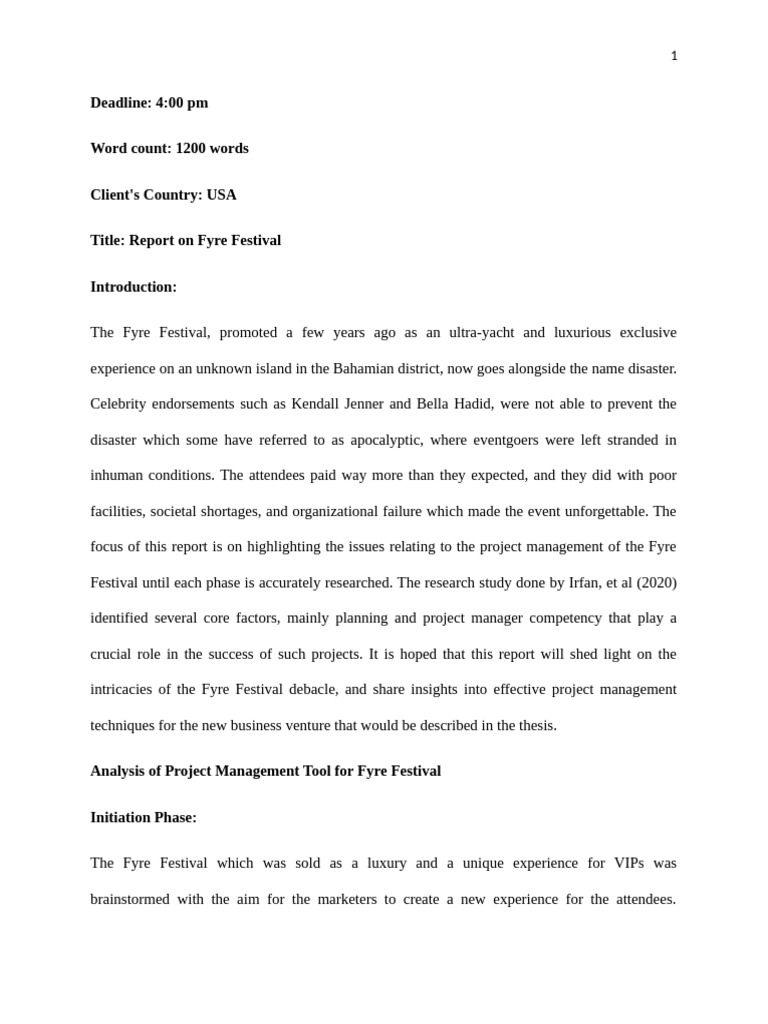 Fyre Festival Project Management Analysis | PDF | Risk | Risk Management