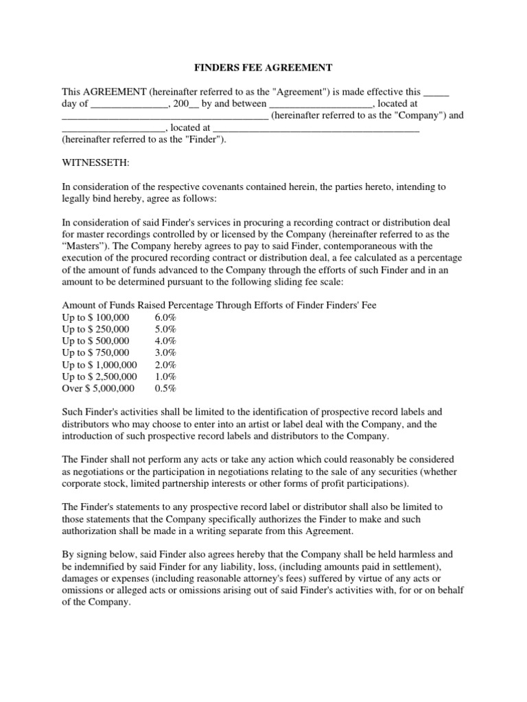 Finder's Fee Agreement Template | PDF