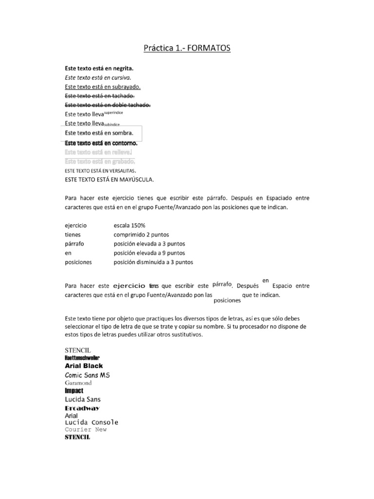 Práctica 1 Formatos | PDF