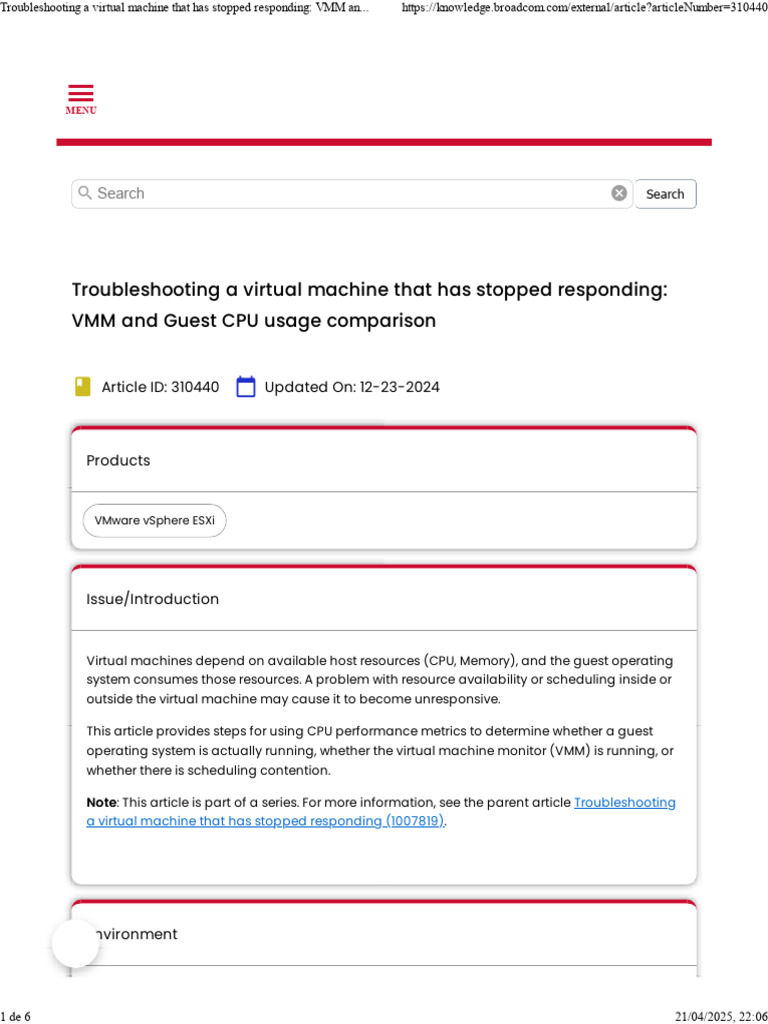 Troubleshooting A Virtual Machine That Has Stopped Responding - VMM and Guest CPU Usage ...