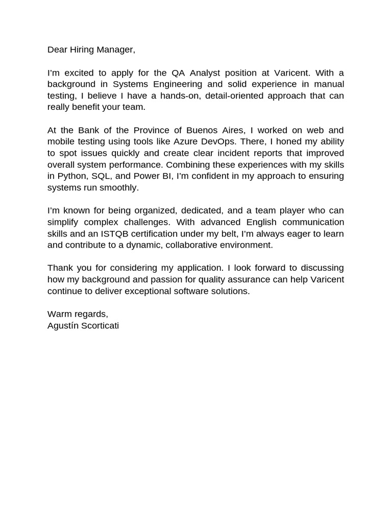 Cover Letter | PDF