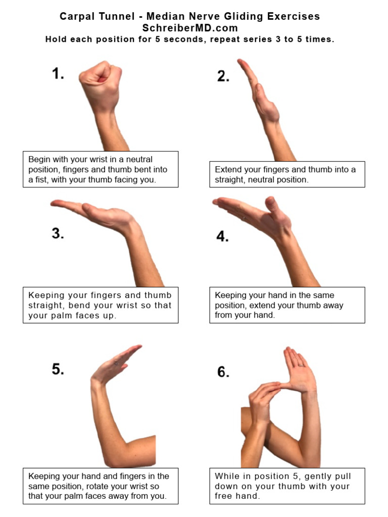 Carpal+Tunnel+Median+Nerve+Gliding+Excercises | PDF
