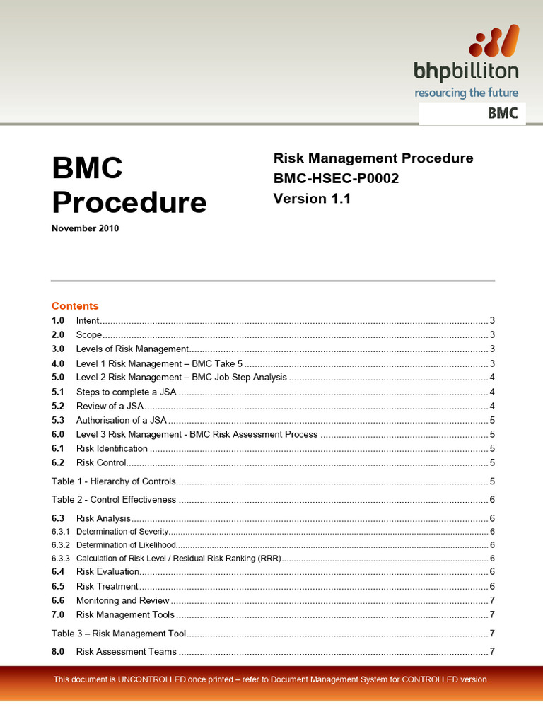 BMC-Risk-Management-Procedure-doc | PDF | Risk | Risk Management