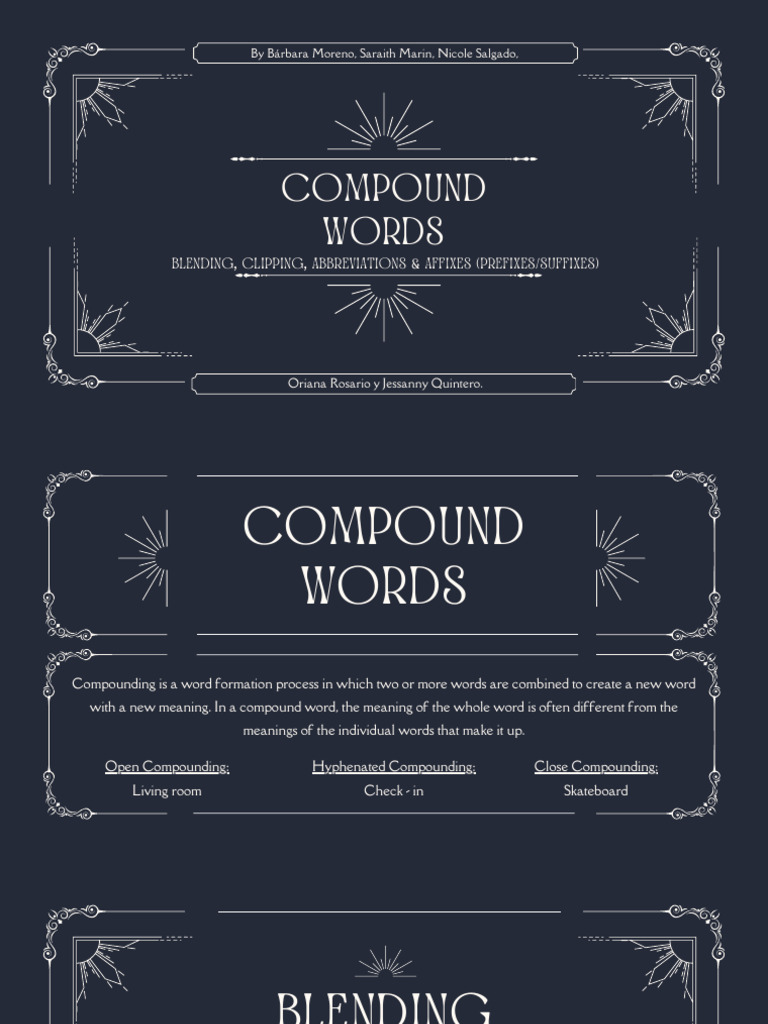 Compound Words Barbara Moreno. | PDF | Word | Morphology (Linguistics)