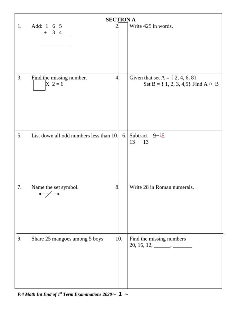 P.4 Math Exam Questions and Solutions | PDF | Mathematical Notation | Numbers