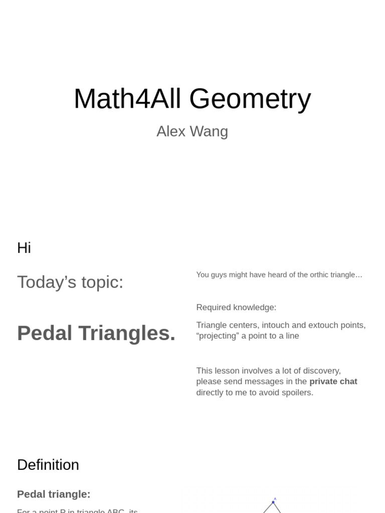 Pedal Triangle Properties in Geometry | PDF