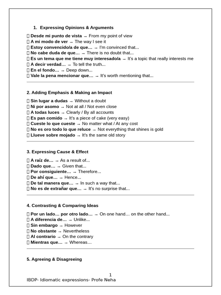 Idiomatic Expressions | PDF