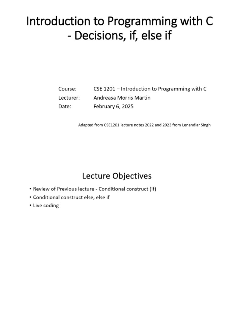 CSE 1201 Lecture 3 | PDF