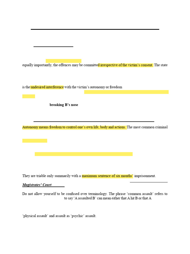Non-Fatal Offences Against The Person | PDF | Assault | Battery (Crime)