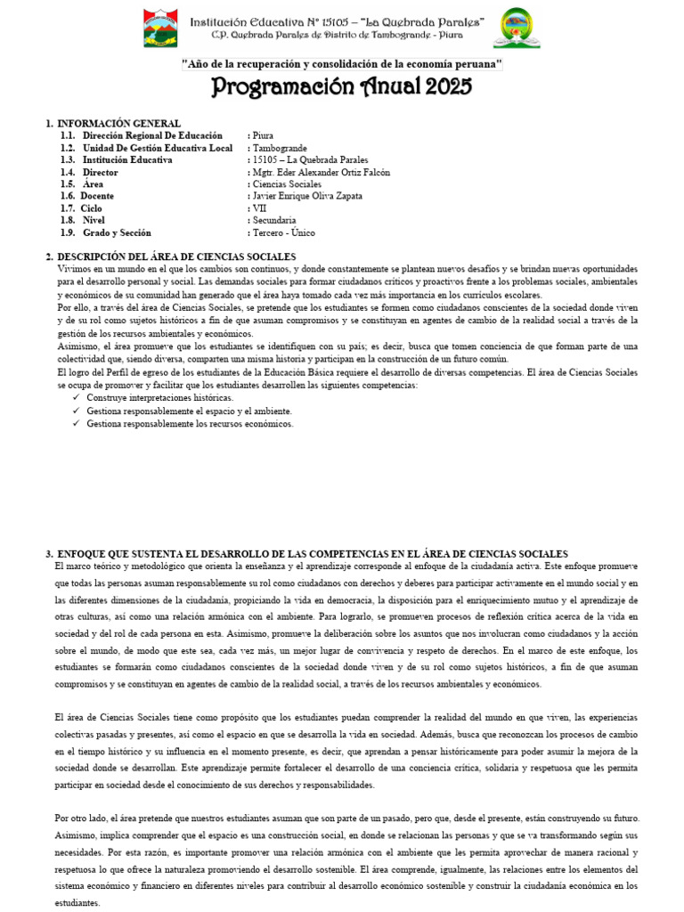 Programación Anual de Tercero | PDF | Aprendizaje | Sustentabilidad