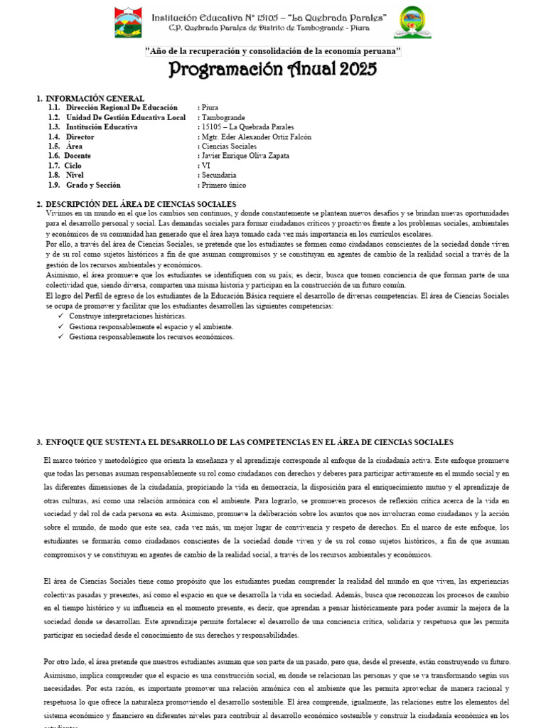 Programación Anual de Primero | PDF | Aprendizaje | Enseñando