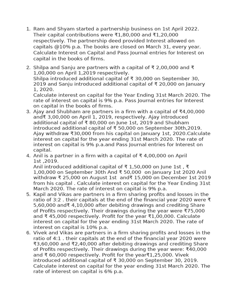 Calculation of Interest On Capital | PDF | Financial Services