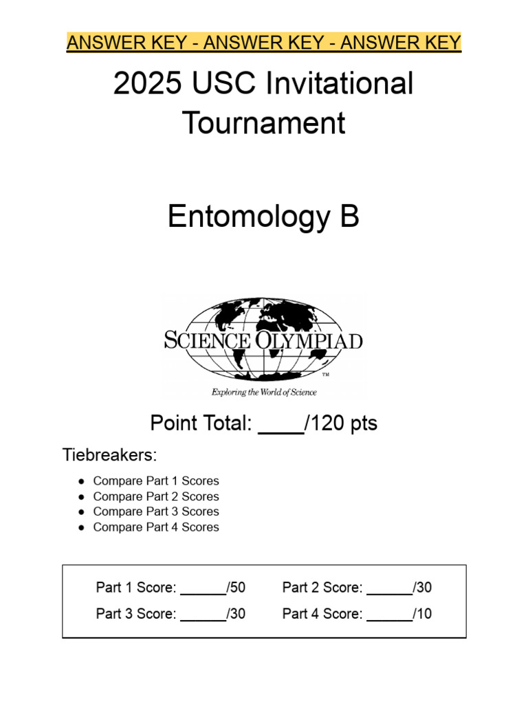 2025 USC Entomology Answer Key | PDF | Insects | Honey Bee