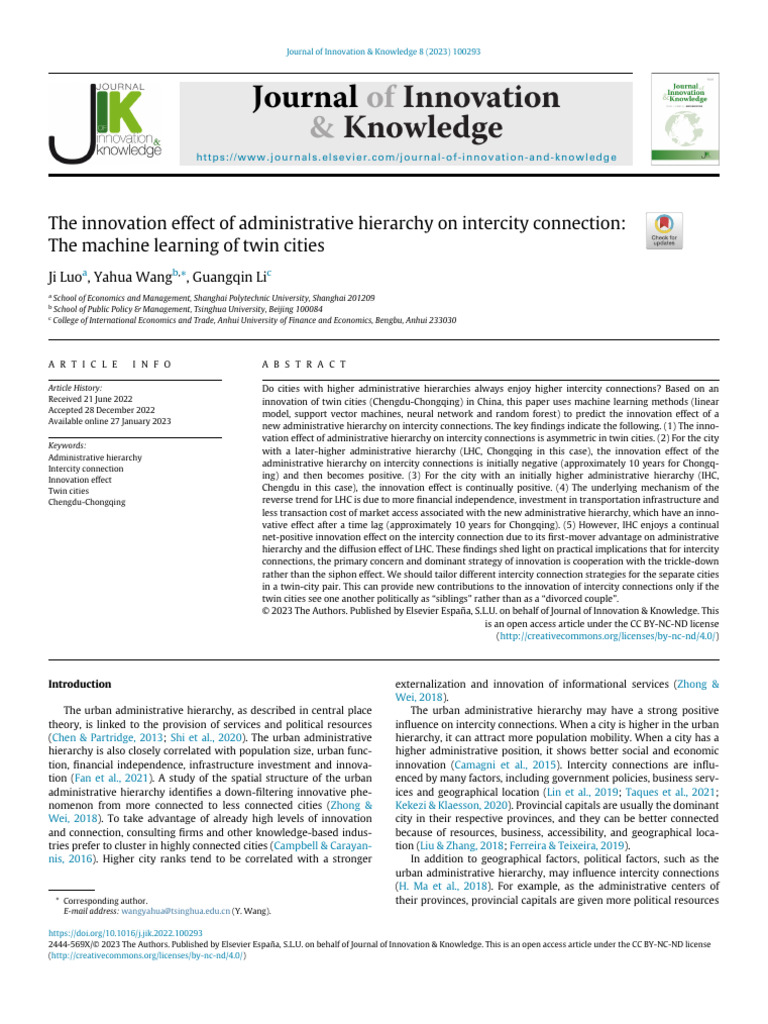 The Innovation Effect of Administrative Hierarchy On I - 2023 - Journal of Innov | PDF | Support ...
