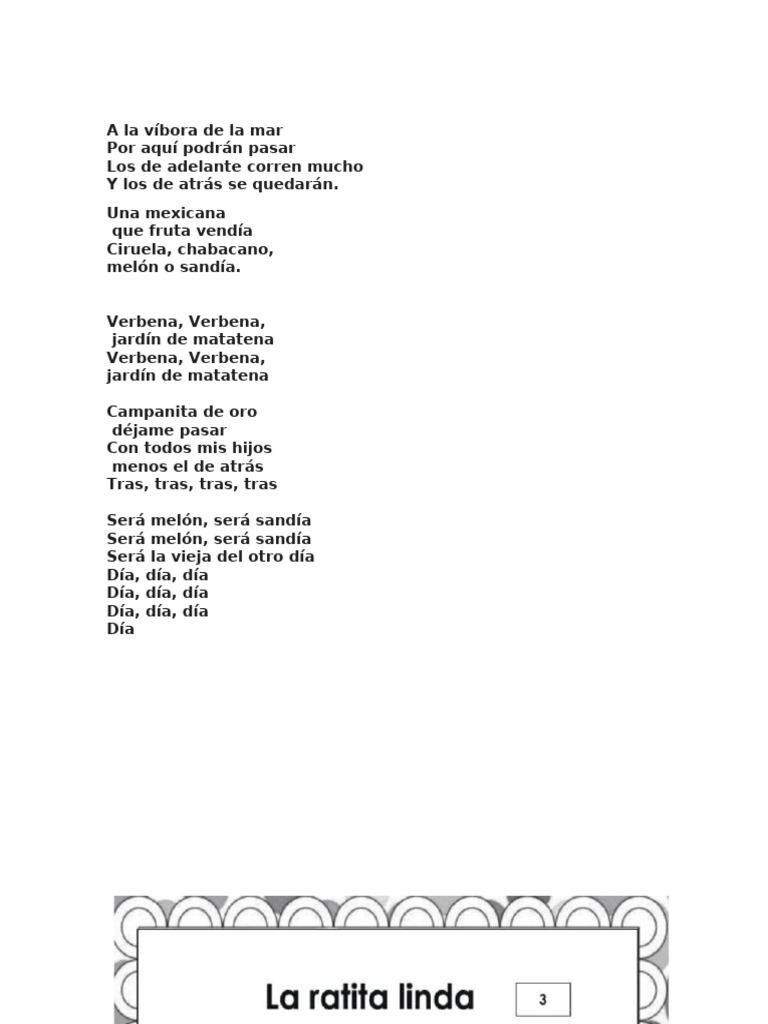 Letra de "A la víbora de la mar" | PDF
