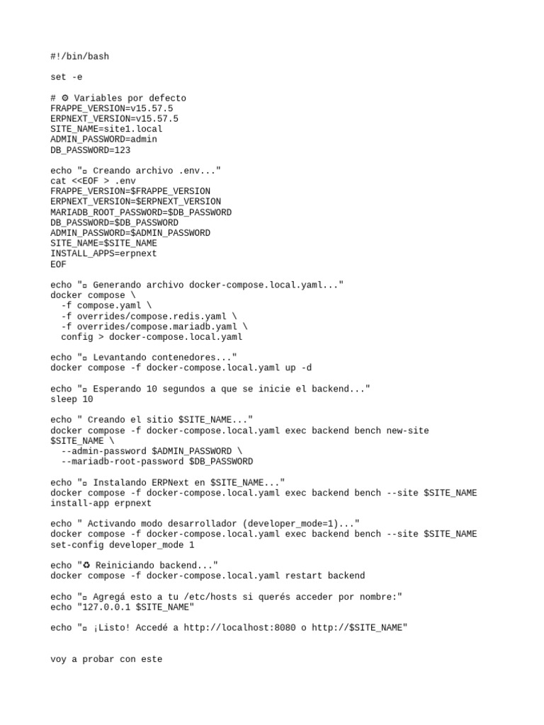 Script Levantar ErpNext Setup - Devlocal | PDF