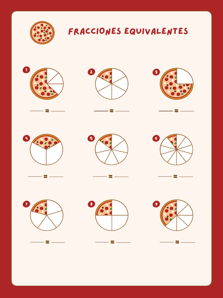 Fracciones Equivalentes Con Pizza | PDF