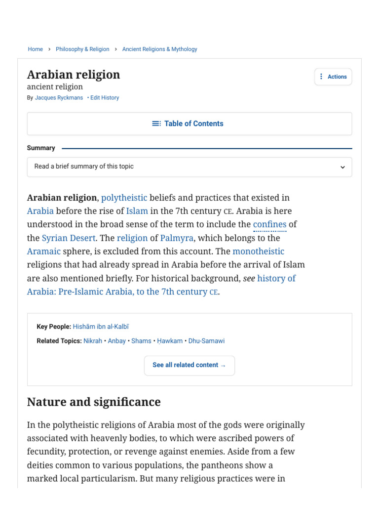 Arabian Religion - Pre-Islamic Deities - Britannica | PDF | Arabs ...